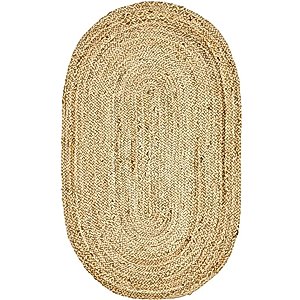 THE PIKKU INTERNATIONAL - Handmade Jute Rug Oval Hand Woven Farmhouse Jute Area Rug (7 x 11 ft)