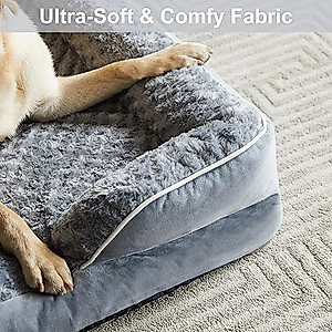 WNPETHOME Dog Beds for Extra Large Dogs, Washable Dog Bed, Bolster Dog Sofa Bed with Waterproof Lining & Non-Skid Bottom, Orthopedic Egg Foam Dog Couch for Pet Sleeping, Pet Bed for Extra Large Dogs