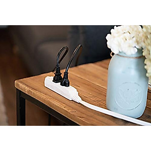 Woods SlimLine 2241 16/3 Flat Plug Indoor Extension Cord, 8-Foot, 3 Outlets, Right Angled Plug, Space Saving Design, UL Listed