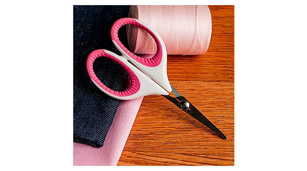 SINGER 4-Inch Craft Scissors with Pink & White Comfort Grip