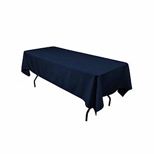New Creations Fabric & Foam Inc 60" Wide by 144" Long Rectangular Polyester Poplin Tablecloth, Dark Navy Blue