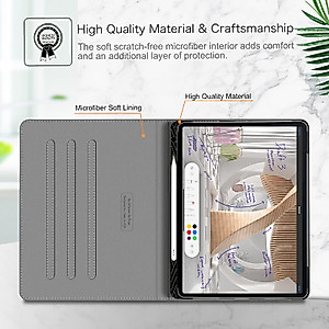 Fintie Folio Case for iPad Pro 12.9" 6th Generation 2022, Multi-Angle Smart Stand Cover w/Pencil Holder & Pocket, Also Fit iPad Pro 12.9 2021 5th & 2020 4th & 2018 3rd Gen, Cloudy Marble