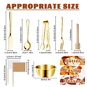 Mlurcu Cheese Butter Spreader Knives Set Charcuterie Board Accessories Stainless Steel Spreader Knives Forks Spoons Mini Serving Tongs Small Dipping Bowls Toothpick Flags Utensils for Pastry Making