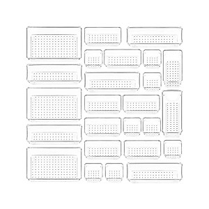 Modern-Depo 25 PCS Clear Drawer Organizer Set 4 Sizes Plastic Drawer Storage Bins Dividers Trays Dot Box for Makeup, Jewelry, Kitchen Utensils, Gadgets, Office