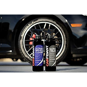 Carfidant Car Tire Shine Spray Kit - Tire Dressing & Rubber Protectant - Dark, Wet Look with No Grease and No Sling! Tire Black Tire Shine with Applicator Pad