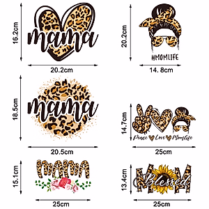 Whaline 6 Sheet Mama Iron On Transfers Patches Leopard Patterns Heat Transfer Iron Patches Leopard Momlife Heat Transfer Stickers for Clothing Fabric DIY Craft Costume Decor