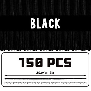 150 Pieces Black Pipe Cleaners for Hair, Pipe Cleaners Chenille Stem, Craft Pipe Cleaners, Art Pipe Cleaners, Fuzzy Sticks for Creative Home Arts and Crafts Project Decoration Supplies