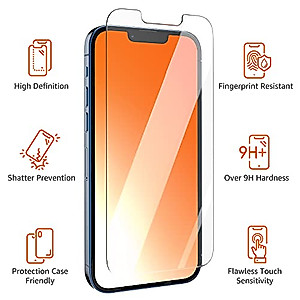 Amazon Basics Premium Smartphone Tempered Glass Screen Protector for iPhone 13, iPhone 13 Pro