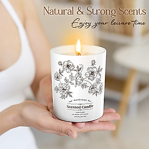 Deluxe Scented Candle for Women & Men, Vanilla Coconut Soy Wax Candle, 8 Oz Jar Candle for Home, Scented-60 Hour Long Lasting Burning, Suitable Present for Thanksgiving, Christmas & Birthday