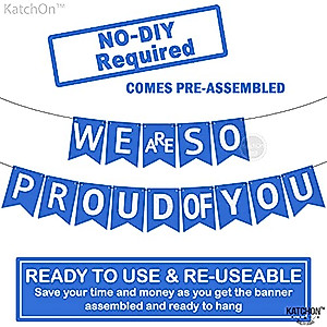 We Are So Proud of You Banner - Felt, NO DIY, Large 10 Feet | Blue and White Graduation Decorations 2023 | Graduation Banner for Class of 2023 Decorations | Nurse Graduation Party Decorations 2023