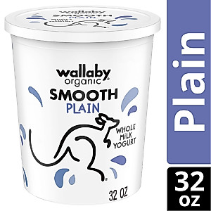 Wallaby Organic Aussie Smooth Whole Milk Regular Yogurt, Plain, USDA Organic, 32 oz.