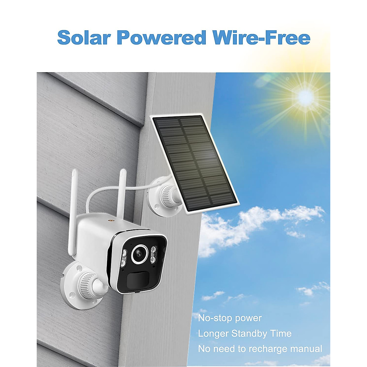 ZHXINSD Solar Security Cameras Wireless Outdoor, 2K 4MP Solar Battery Powered Security Camera WiFi Security IP Camera with PIR Motion Detection, 2-Way Audio, Full Color Night Vision, with Solar Panel