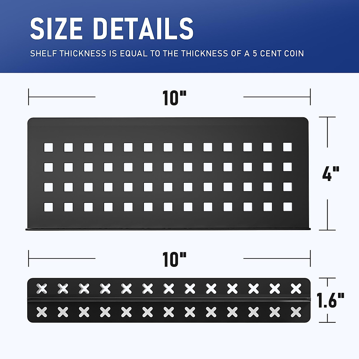 Bernkot Floating Shower Shelf, 10" Matte Black 304 Stainless Steel Recessed Wall Shelf for Lavatory, Rectangular Designed Heavy Duty Bathroom Shelf for Tiled Wall Remodel and Renovation