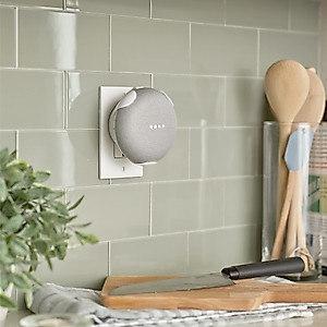 PowerClip Outlet Mount for Google Nest Mini (Chalk), Speaker Wall Hub for 2nd Generation Google Nest Smart Home Devices, Space Saving, Uses One Outlet Only, Great for Mounting Google Mini Speaker