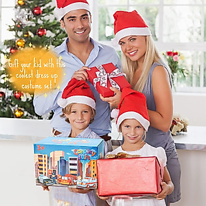 Fedio Kids Dress up Trunk Boys Role Play Costume set for Kids age 3-7, Doctor,Police, Fireman Costume with Accessories for Dress up