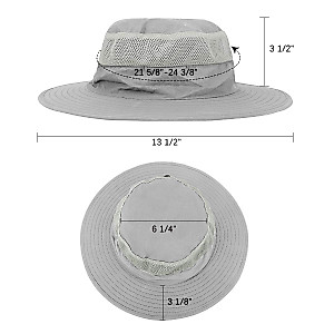 Jane Shine Outdoor Sun Hat Bucket Hats for Women Sun Protection Mesh Cap Quick-Dry UPF 50+ Light Gray