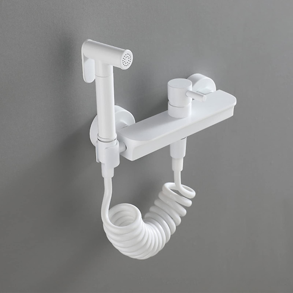 TVBNHU Handheld White Bidet Sprayer, Brass Bidet Attachment Set for Toilet, Wall Mounted Mixer Bidet Faucet with Hot and Cold Water, Single Handle ​Cloth Diaper Sprayer