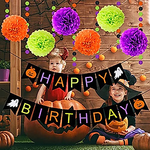 Black Halloween Happy Birthday Banner- Halloween Birthday Party Decorations,1st Birthday Halloween,Happy Birthday Halloween Banner,Halloween Fireplace Mantle Home Decor