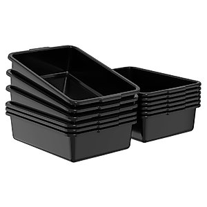 Lasbily 13 L Commercial Bus Box / Utility Box, Plastic Tote Box Tub, 12-Pack, Black