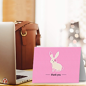 Rabbit Lovely Animal Thank You Note Greeting Cards with Envelopes | Printed on Thick and Sturdy 80lb (216gsm) Cardstock | Blank Interior | A2 Size – 4.25 x 5.5” | 25 per Pack