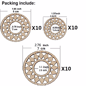 Nwsrayu 30 pcs 3 sizes Wood Crystal Ball Stand for 30 - 150 mm Sphere, Wooden Mini Sphere Holder, Crystal Ball Display (10S+10M+10L)