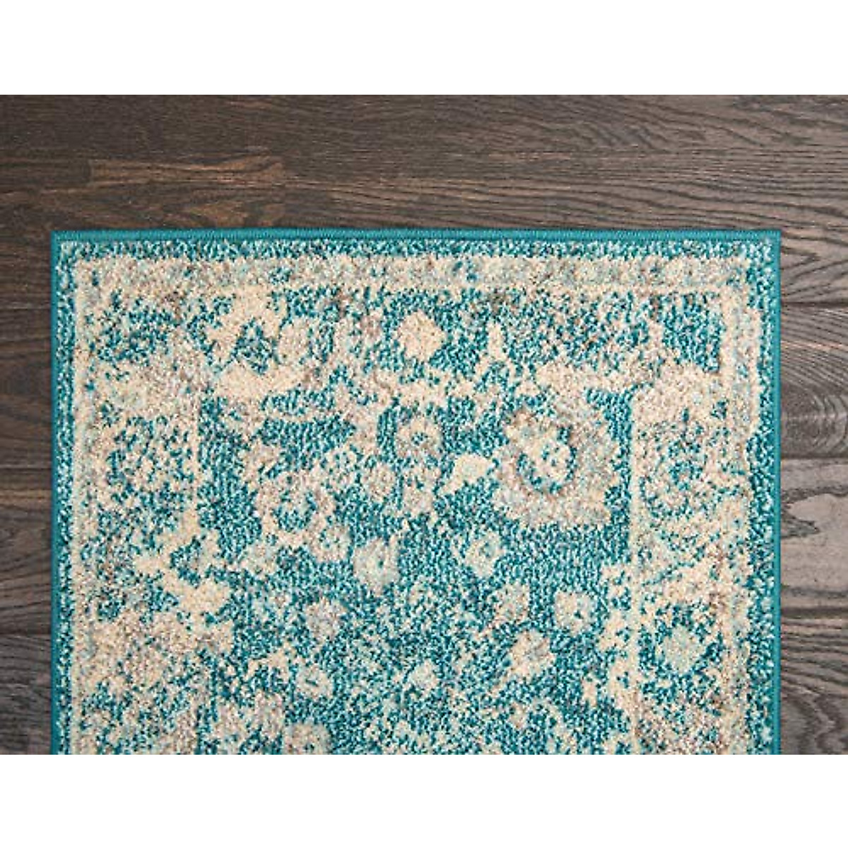 Unique Loom Penrose Collection Distressed Traditional Vintage Floral Area Rug, 2 ft 2 in x 6 ft, Turquoise/Beige