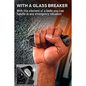 Bundle of 2 Items - 2,95” Serrated Blade Pocket Knife - Black Folding Knife with Glass Breaker and Seatbelt Cutter - Small EDC Knife - Dull Not-Sharp Blade - Skeleton Dull Trick Butterfly Knifes