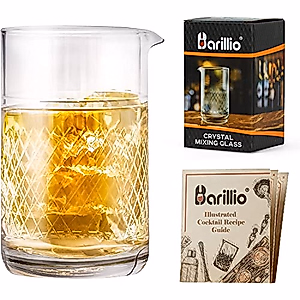 Barillio 20 Oz Crystal Cocktail Mixing Glass Set | Seamless Mixing Pitcher for Stirred Cocktail with Weighted Bottom | Old Fashioned Kit for Bartenders
