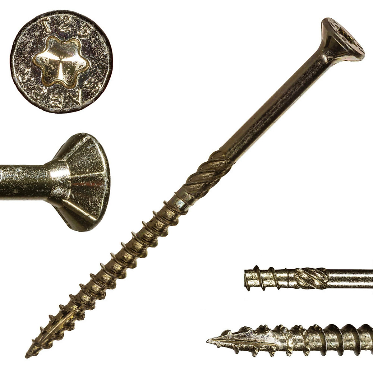 #9 x 3 Saberdrive Star Drive Multi-Purpose Construction Screws 1 LB, Approx. 73 Pieces, Durable Wood Screws, Serrated Thread for Secure Fastening, Avoid Cam Out