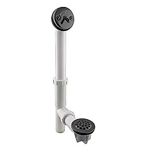 Westbrass 592244-62 White 1-1/2" Tubular Trip Lever Bath Waste Drain Kit, Matte Black