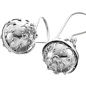 Handmade Harmony Ball Chime 925 Sterling Silver Earrings, 1/2"