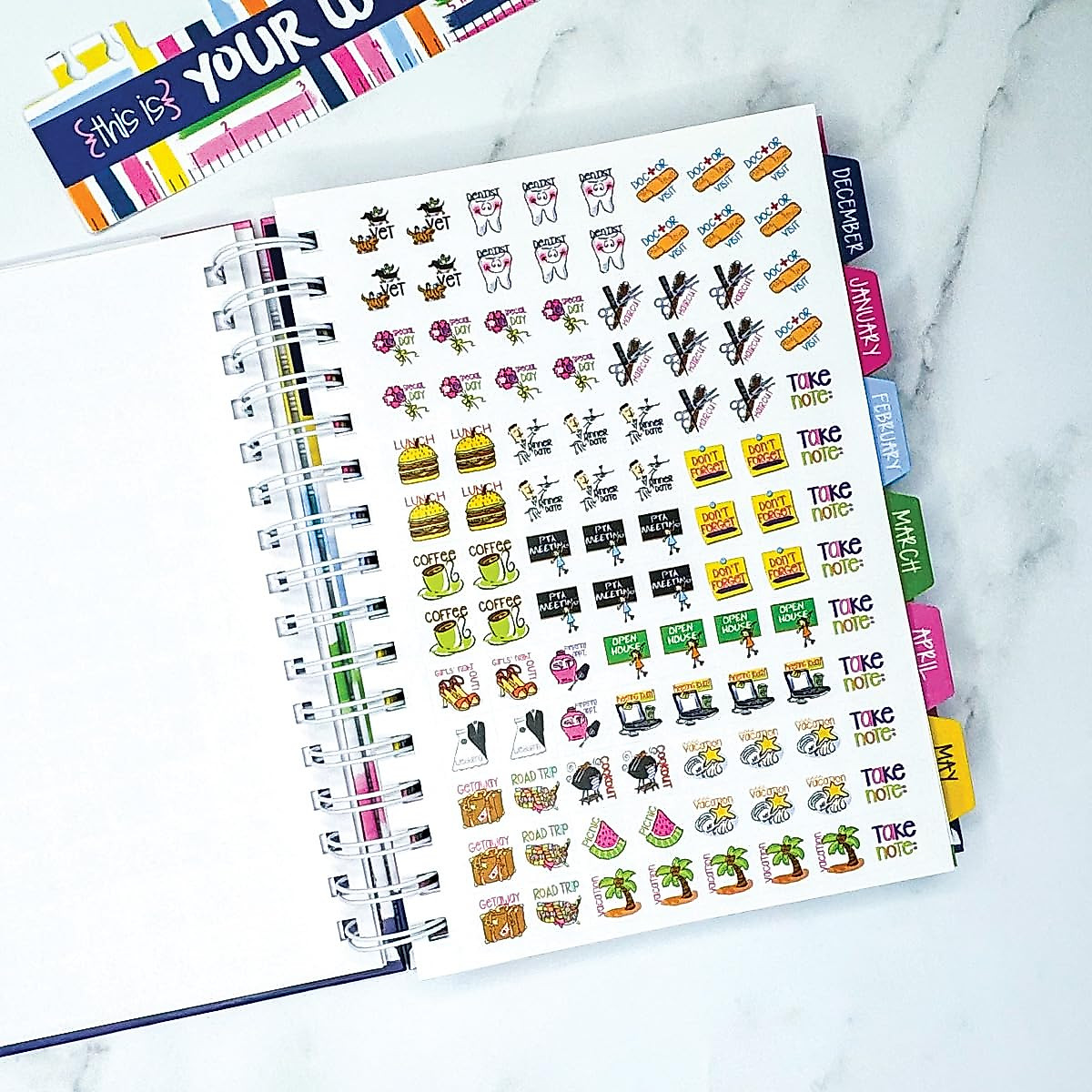 Reminder Binder 2023-2024 18-Month Weekly Monthly Planner, January 2023 - June 2024, 8.75” x 7.25”, Hardcover, Elastic Closure, Twin-Wire Binding, Planner Stickers, Monthly Divider Tabs, Pockets, To-Do Lists, Budget Planner, Keepsake Box