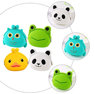 Mini Cute Silicone Coin Bag: Kids Cartoon Animal Change Pouch Small Silicone Purse for Children Toddlers Coin Change Earphone Container 4pcs Random Style
