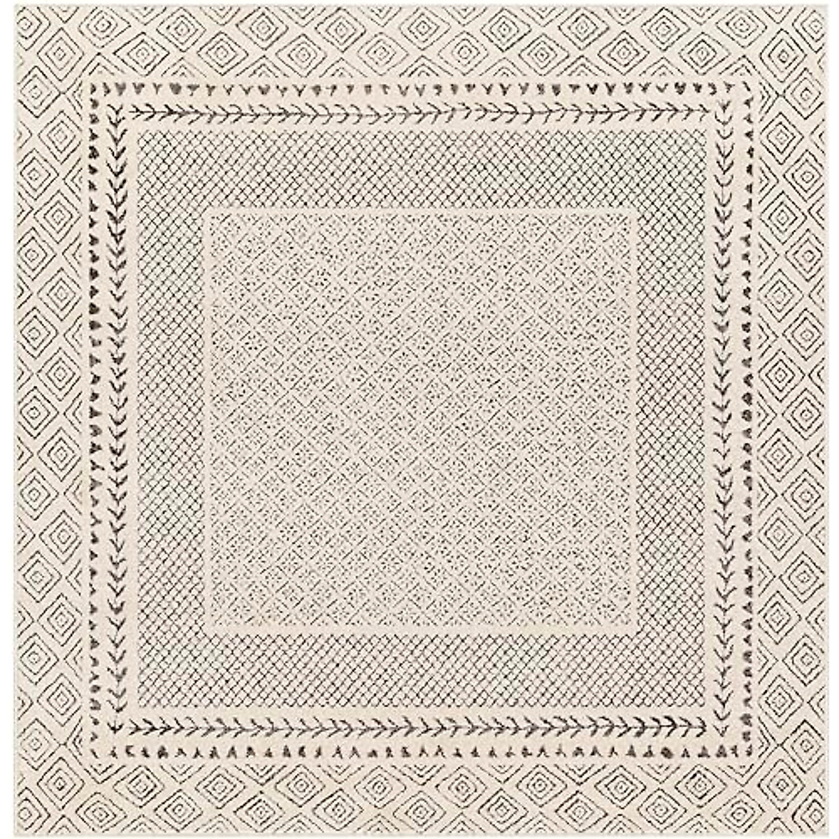 Livabliss Melodie Boho Farmhouse Area Rug,6'7" Square,Beige