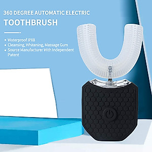 Magentak Automatic Electric Toothbrush for Adults, 360 Degree Electric Toothbrush, Electric Travel U Shape Toothbrush, Black
