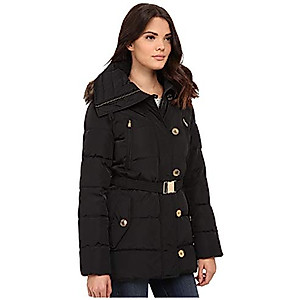 Michael Kors Fur Trim Hooded Down Coat-Black-M
