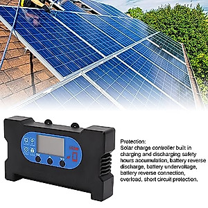 Solar Panel Controller, Fast Charging, Solar Panel Charger with Dual USB Type C, DC Fast Charging, Solar Charge Discharge Controller, Wiring Use (80A)