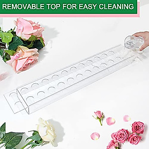 Rectangular Acrylic Vase, Clear Acrylic Flower Vase, 24 Inch Long Decorative Modern Vase for Weddings Home Decor, Rectangular Floral Centerpiece Flower Vase for Dining Table (24 Inch with 24 Holes)
