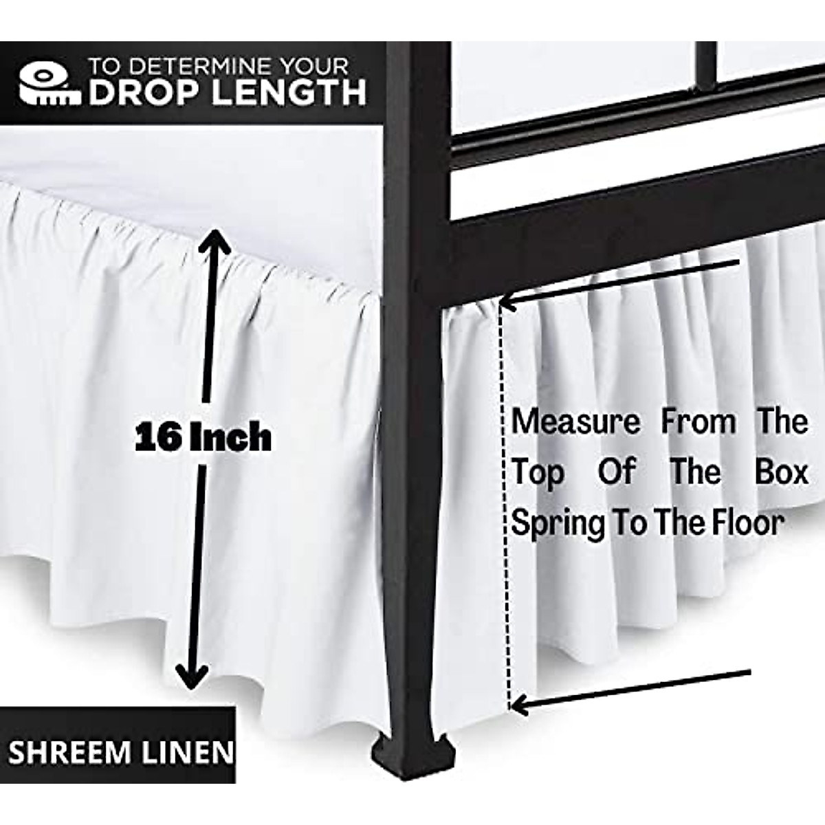 Ruffled Bed Skirt with Split Corners - White, King BedSkirt, Gathered Style Easy Fit up to 16 Inch Drop, with Platform Three Sided Coverage Dust Ruffle Bed Skirts (White King)