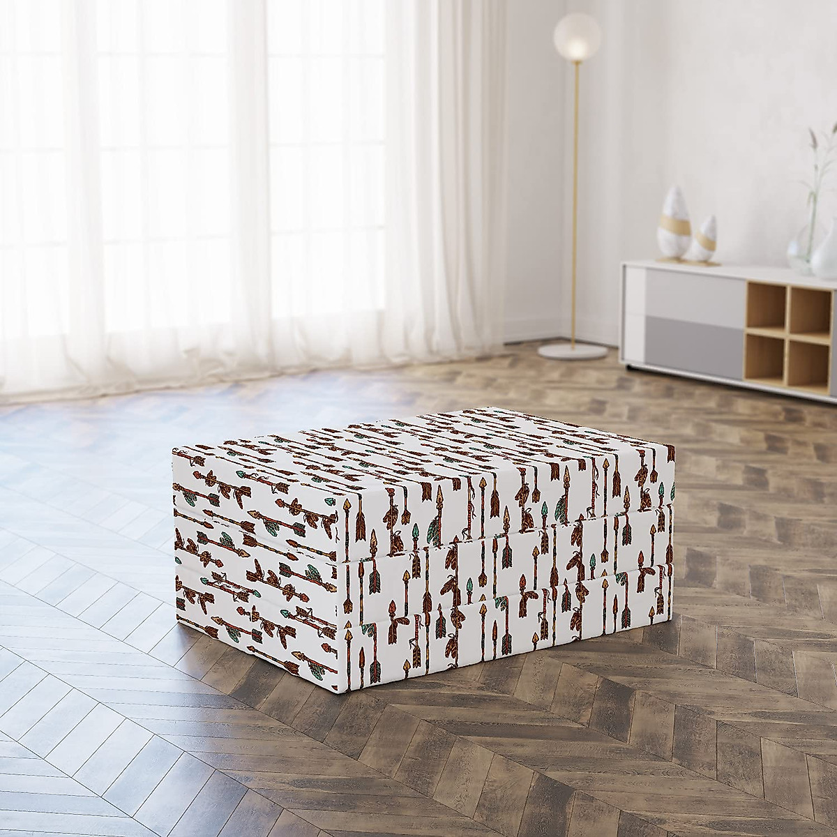 Ambesonne Arrow Foldable Mattress, Archery Bohemian Ethnic, 74.8" x 35.4", Multicolor