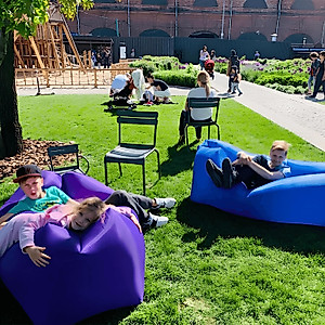 LONGJIN Inflatable Lounger Air Sofa Hammock, Inflatable Couch for Camping, Portable Waterproof Anti-Air Leaking Pouch Couch Air Chair for Outdoor, Beach, Hiking, Picnics, Music Festivals (Pink)