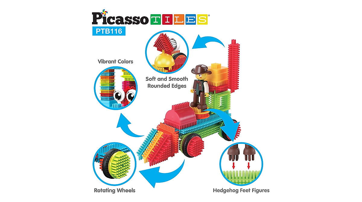 Picasso Toys 116pc Hedgehog Building Blocks Set