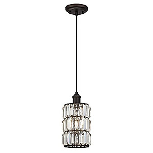 Westinghouse Lighting 6338400 Sophie One-Light Indoor Mini Pendant, Oil Rubbed Bronze Finish with Crystal Prism Glass, White