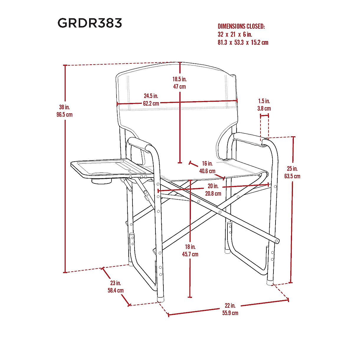 Rio Gear Broadback Compact Fold Design Directors Outdoor Folding Chair