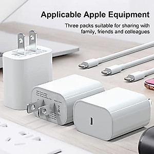 3 Pack [Apple MFi Certified] iPhone Fast Charger 20W PD USB C Wall Charger Adapter with 3 Pack 5.8FT Type C to Lightning Cable Compatible with iPhone 14/13 Pro/13/12/12 Mini/12 Pro Max/11 Pro Max