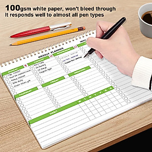 Spiral Weekly Planner with Habit Trackers, 8.7" X 9.5", 2 Pack Weekly To Do List Notepad with Calendar, 52 Sheets Tear Off Note Pad, Work and Personal Organizer