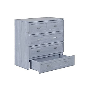 AFI Northfield Twin XL Size Murphy Bed Chest with Mattress, Storage, & Built-in Charger in Driftwood