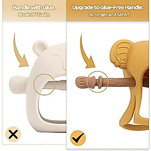 Baby Teething Toys, Koala Teethers for Babies 0-6 Months, Glue-Free Handle, Never Drop Silicone Teethers for Babies, Hand Teethers, Infant Toys, Soothing Pacifier for 1+ Months Infants Babies