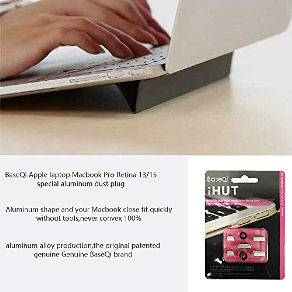 BASEQI Aluminum Dust Plugs (iHUT) for MacBook Pro Retina 13" & 15"