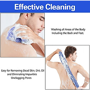 Exfoliating Washcloth Towel Body Scrubber Loofah African Net Bathing Sponge Back Scrubber for Shower Mesh Pouf Sponge Skin Smoother for Daily Use or Stocking Stuffer Bathroom Accessories 2pcs